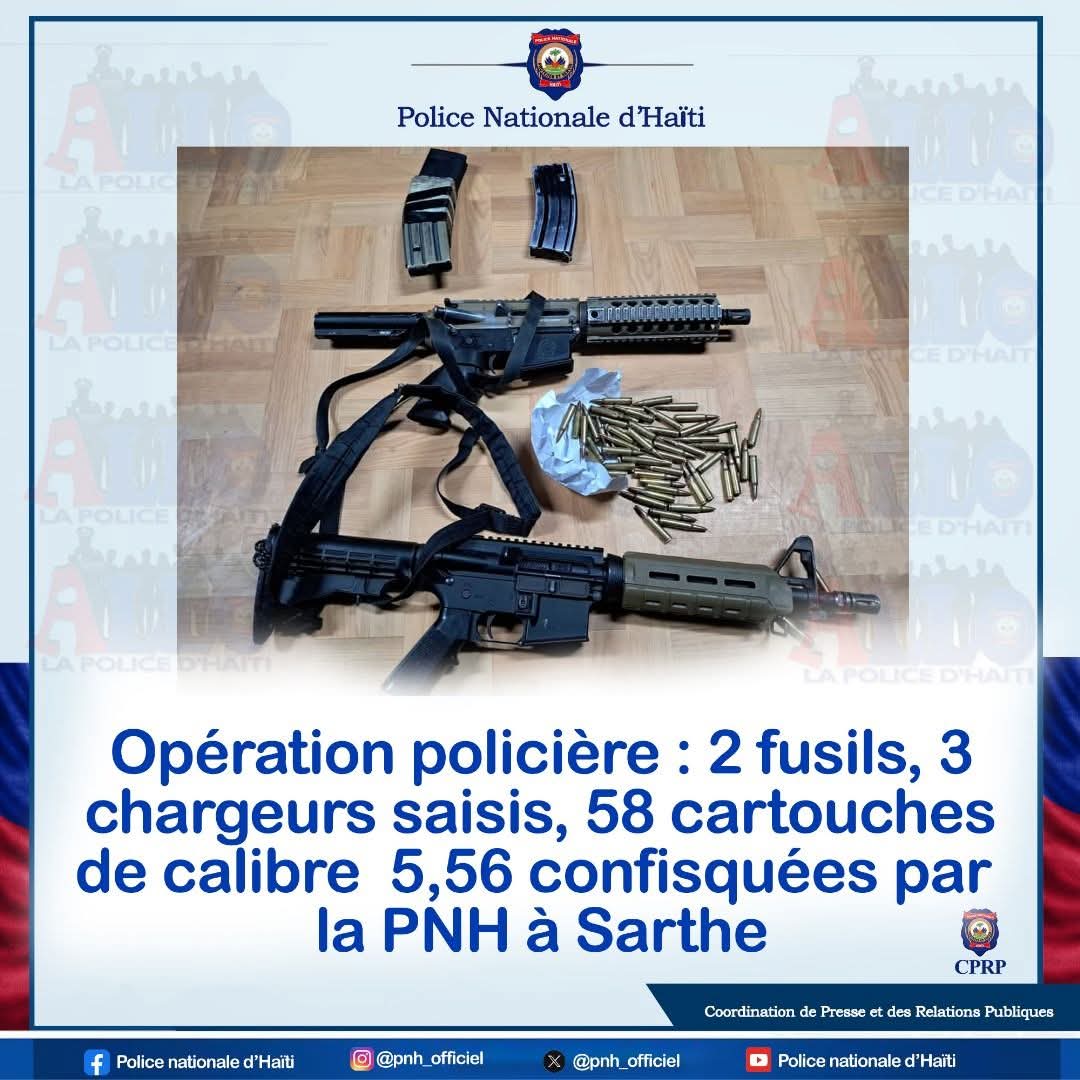 Opération réussie de la PNH à Sarthe : plusieurs bandits tués, des armes et des munitions ...