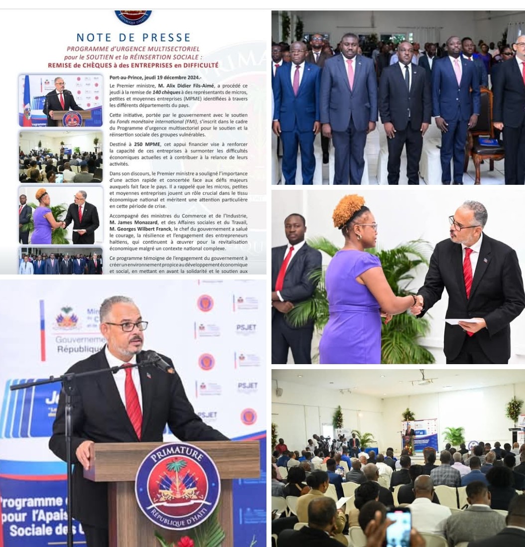 Port-au-Prince : Remise de chèques aux entreprises en difficulté dans ...